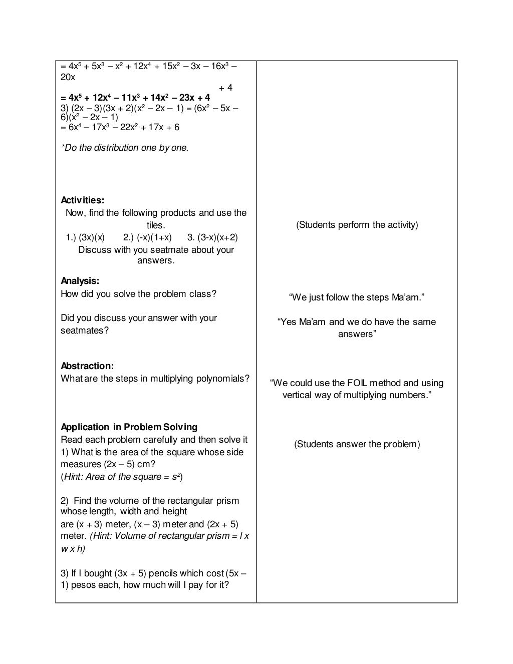 Detailed Lesson Plan in Mathematics