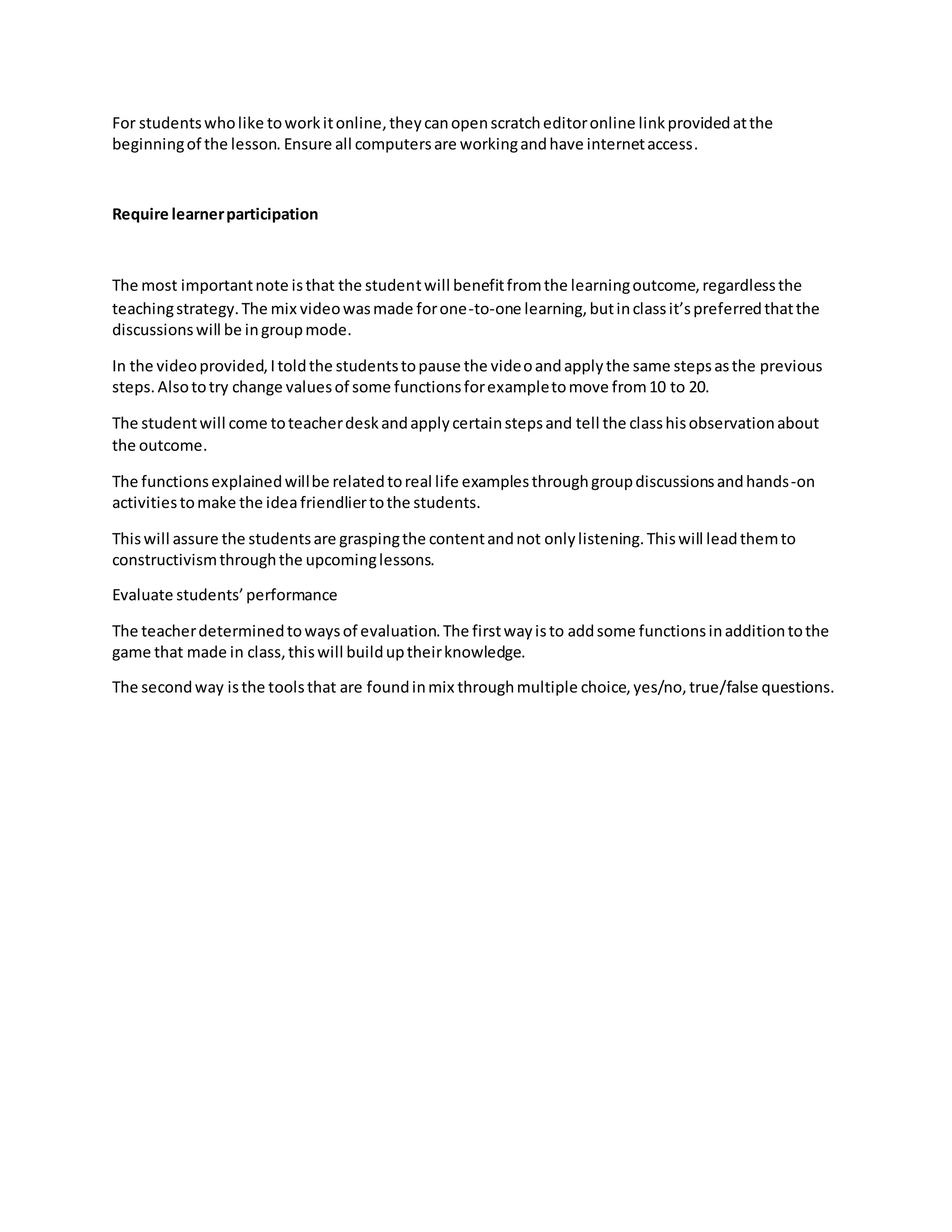 Scratch Lesson plan for Grade 1 | DOCX