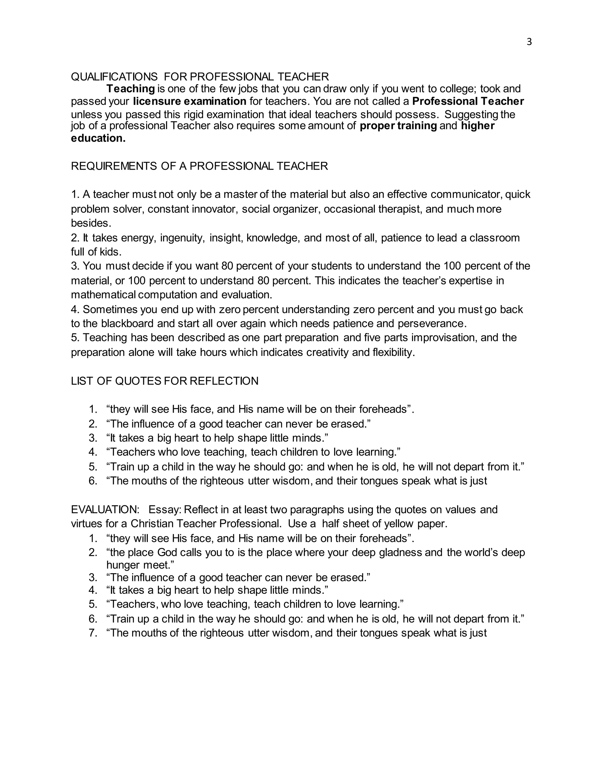 Lesson Plan in "Teaching as a Vocation, Vision and Profession | DOCX