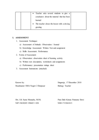 Lesson plan Biology | DOCX