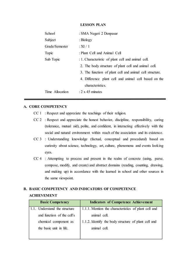 Lesson plan Biology | PDF