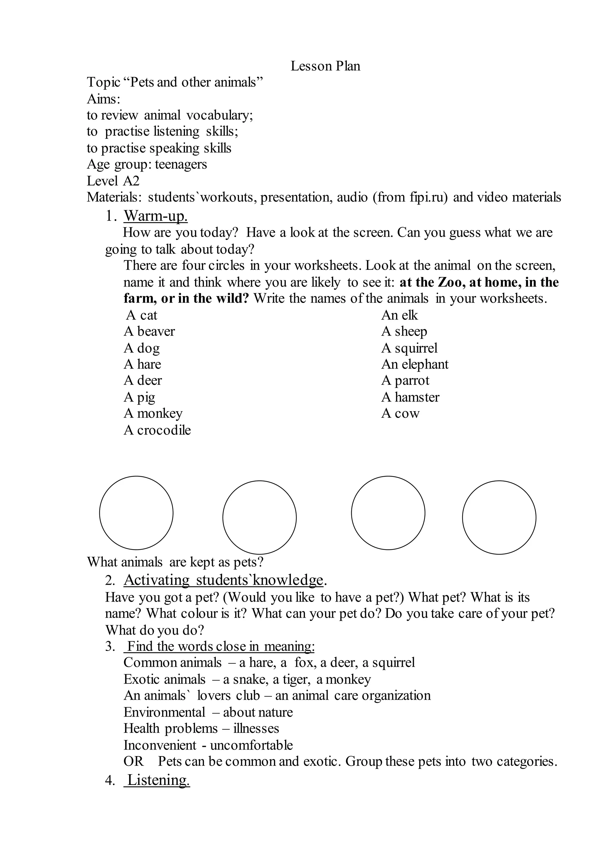 Lessonplan | DOCX | Zoos & Aquariums | Attractions