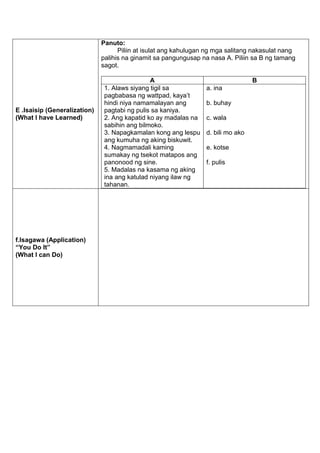 Edukasyon sa Pagpapakatao 8 Lesson Plan for COT 2 | DOCX