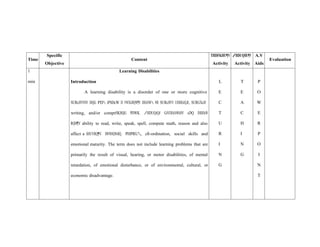 lesson plan on learning disabilities in children | DOCX