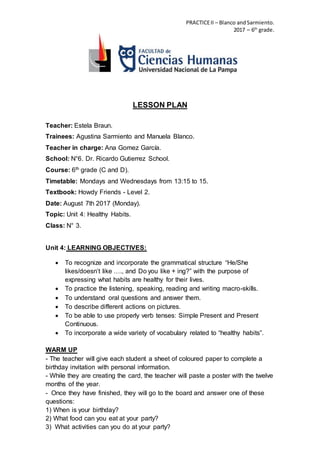 Lesson plan 2nd week | PDF