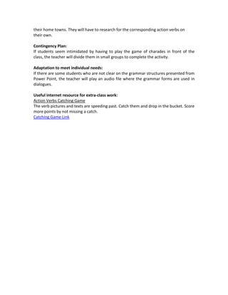 Lesson plan - Action Verbs | DOCX