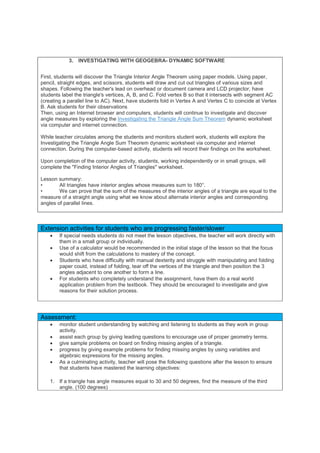 Lesson Plan Angle Sum Of Triangle Pdf