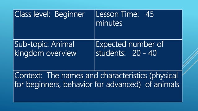 Lesson plan animals | PPT