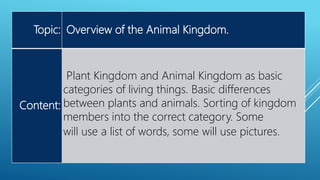 Lesson plan animals | PPTX