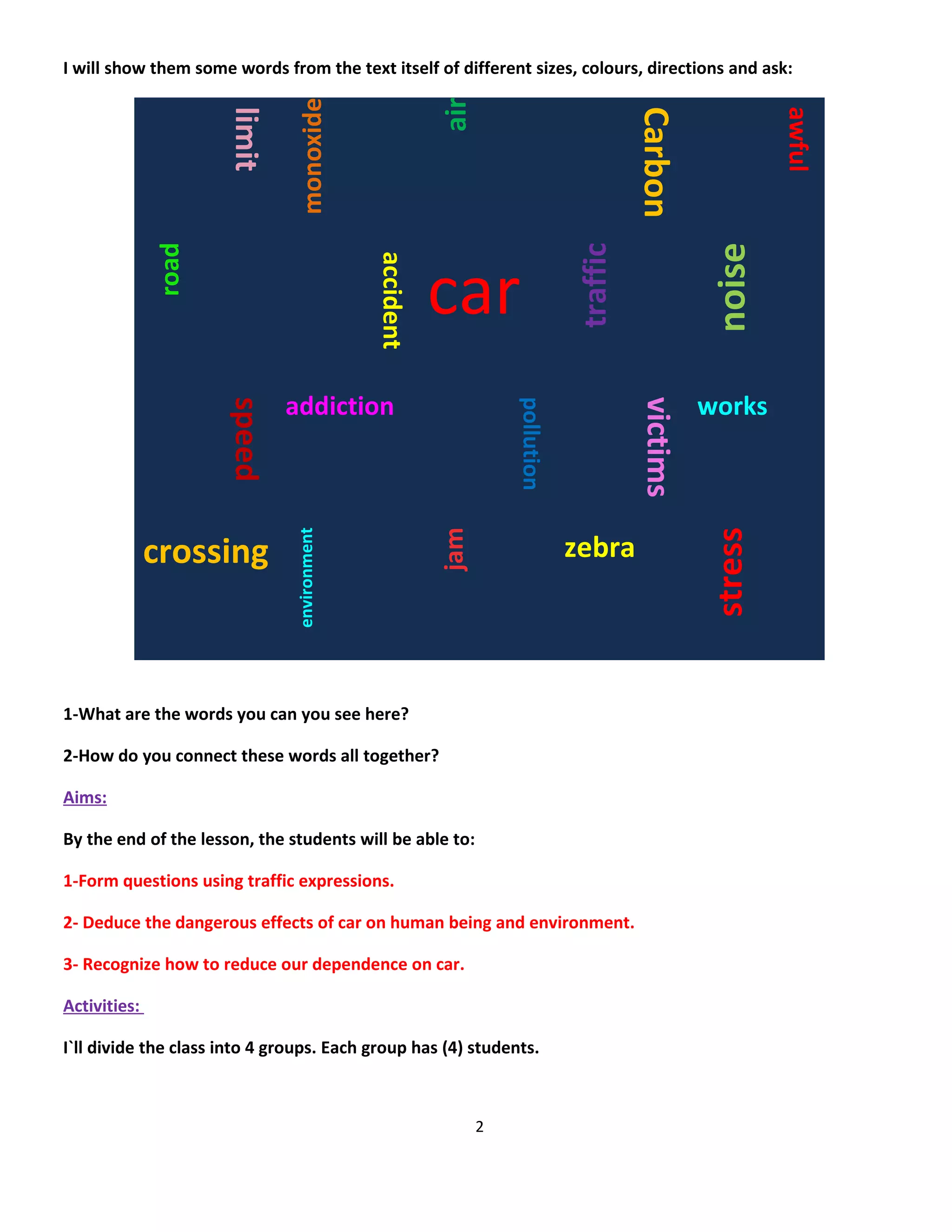 Lesson plan car culture-the road to destruction-tonia bitar | DOC