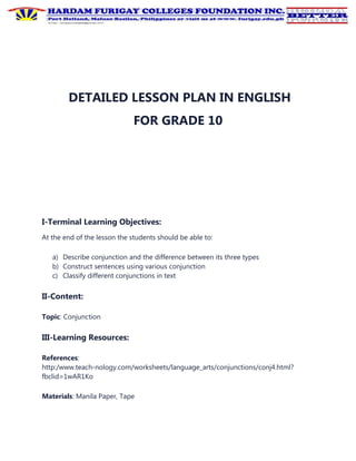 LESSON PLANNING - CONJUNCTION-1.documents | DOCX