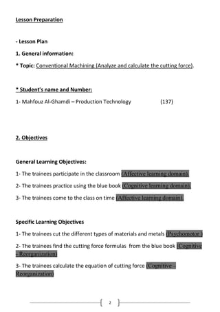 Lesson plan cutting force | PDF