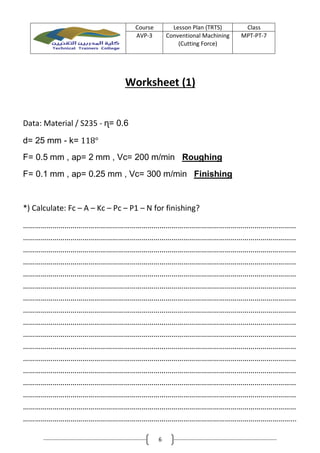 Lesson plan cutting force | PDF
