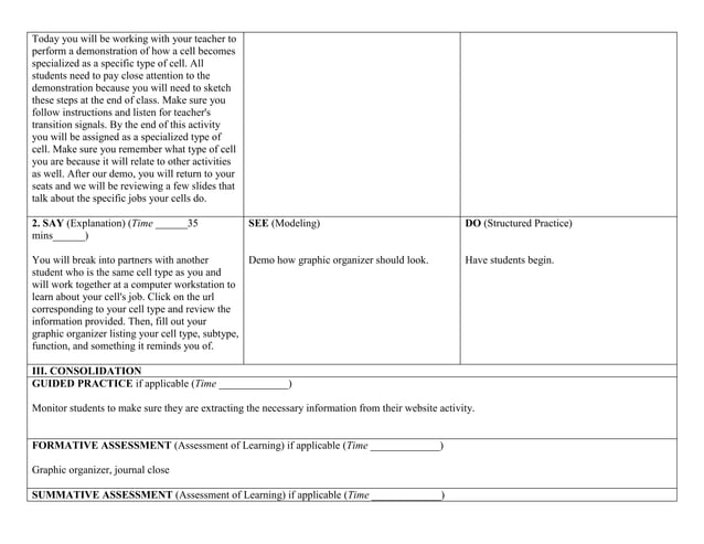 Lesson plan differentiation | DOCX | Biological Sciences | Science