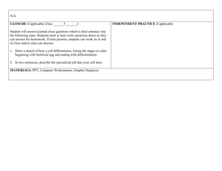 Lesson plan differentiation | DOCX | Biological Sciences | Science