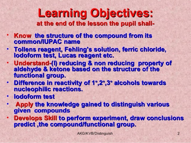 Organic chemistry Lesson plan Class XII CBSE Topic "distitinguish ald…