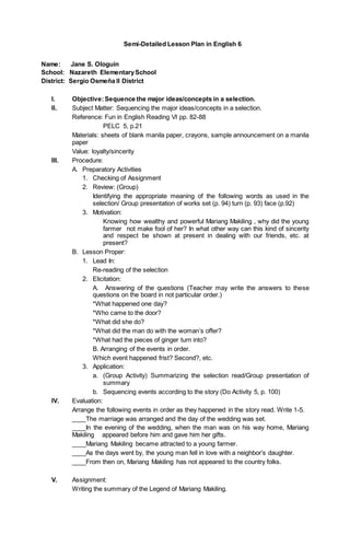 Lesson plan english 6 -writing announcement | DOCX