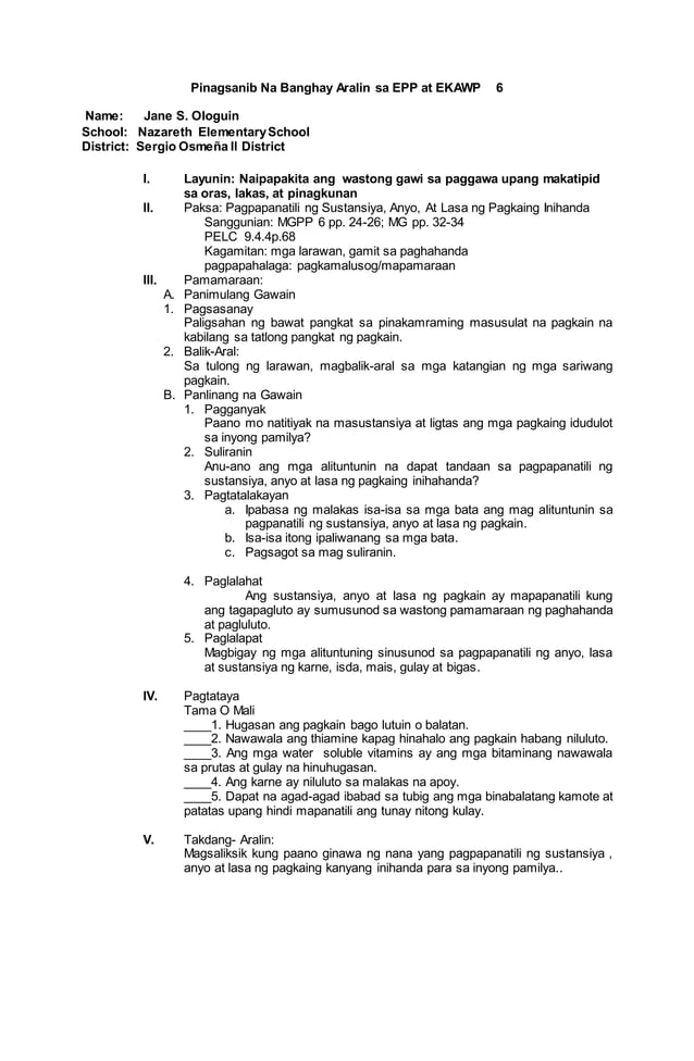 Lesson Plan English 6 Writing An Outline Pdf