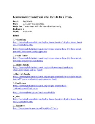 Lesson plan family | PDF