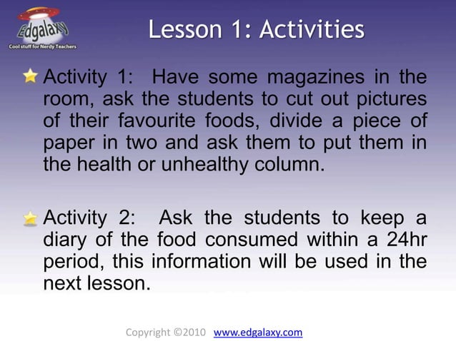 Lesson plan food pyramid | PPTX