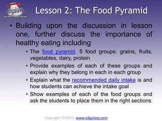 Lesson plan food pyramid | PPTX