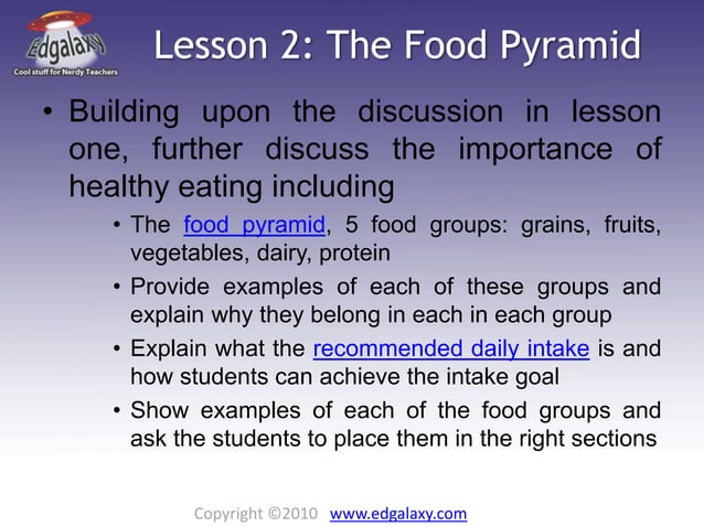Lesson plan food pyramid | PPTX