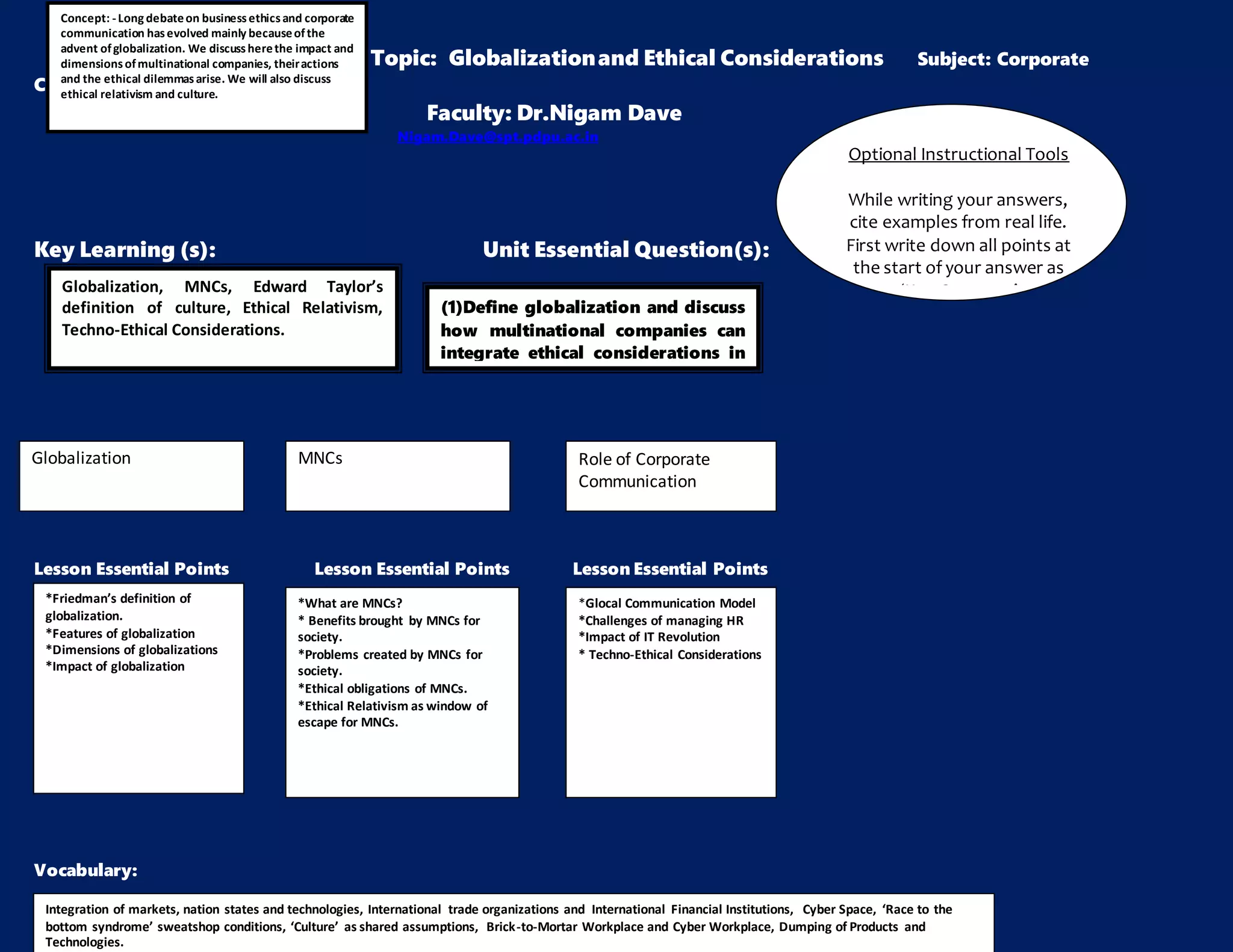 Lesson plan globalization and ethical considerations | PPT
