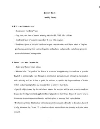 Lesson plan healthy eating | PDF
