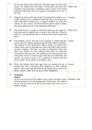 Lesson plan human body | DOCX