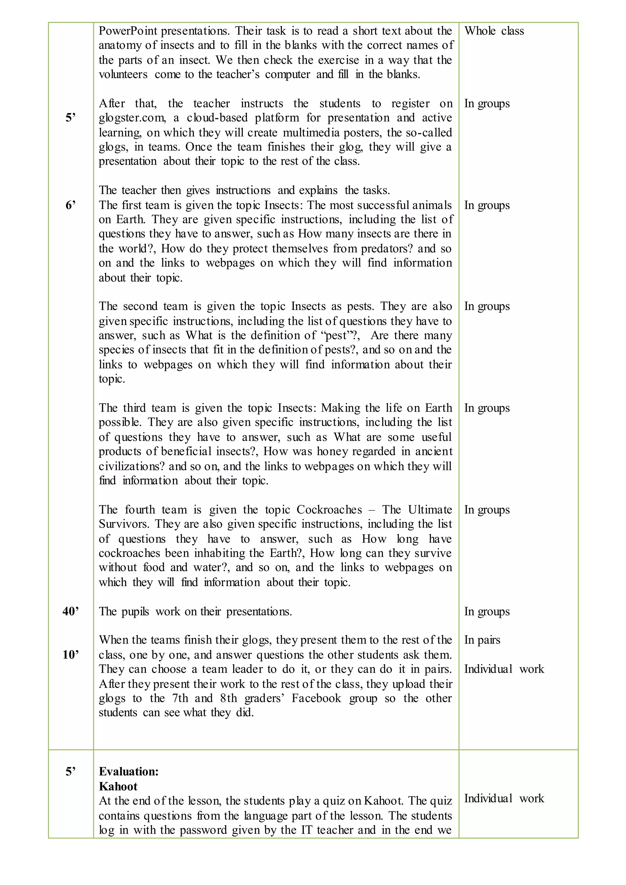 Lesson plan insects | PDF