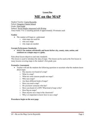 Lesson plan - Me on the Map | DOC