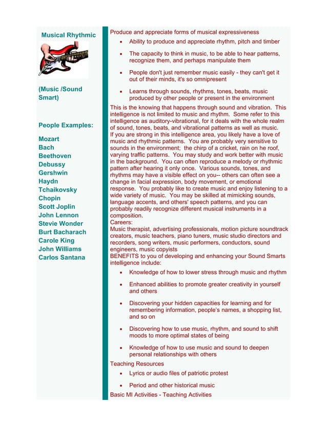 Lesson plan multiple intelligences.revised | RTF | Musicals | Genres