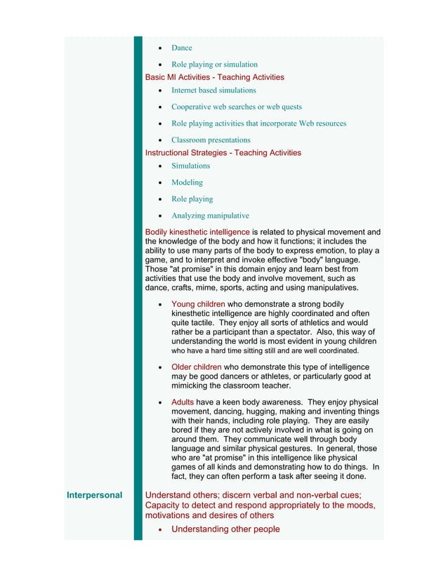Lesson plan multiple intelligences.revised | RTF | Musicals | Genres