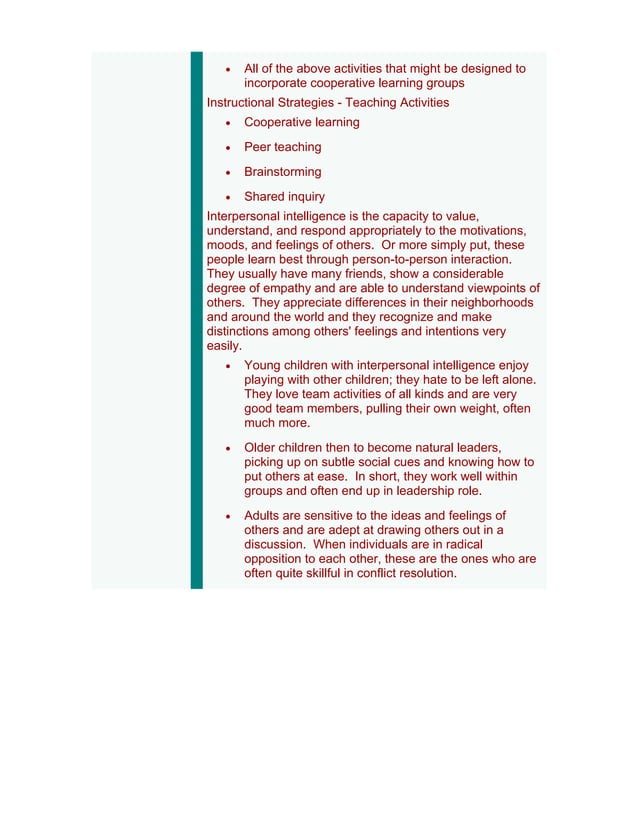 Lesson plan multiple intelligences.revised | RTF | Musicals | Genres