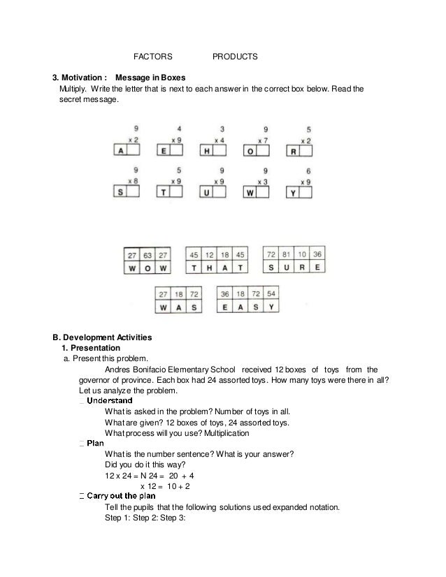 Lesson Plan Multiplication G 3 Lesson Plan Multiplication G 3