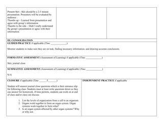 Lesson Plan Organ Systems | DOCX