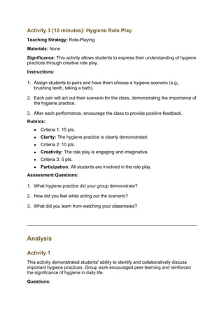 Comprehensive Grade 2 Lesson on Personal Hygiene and Health | DOCX