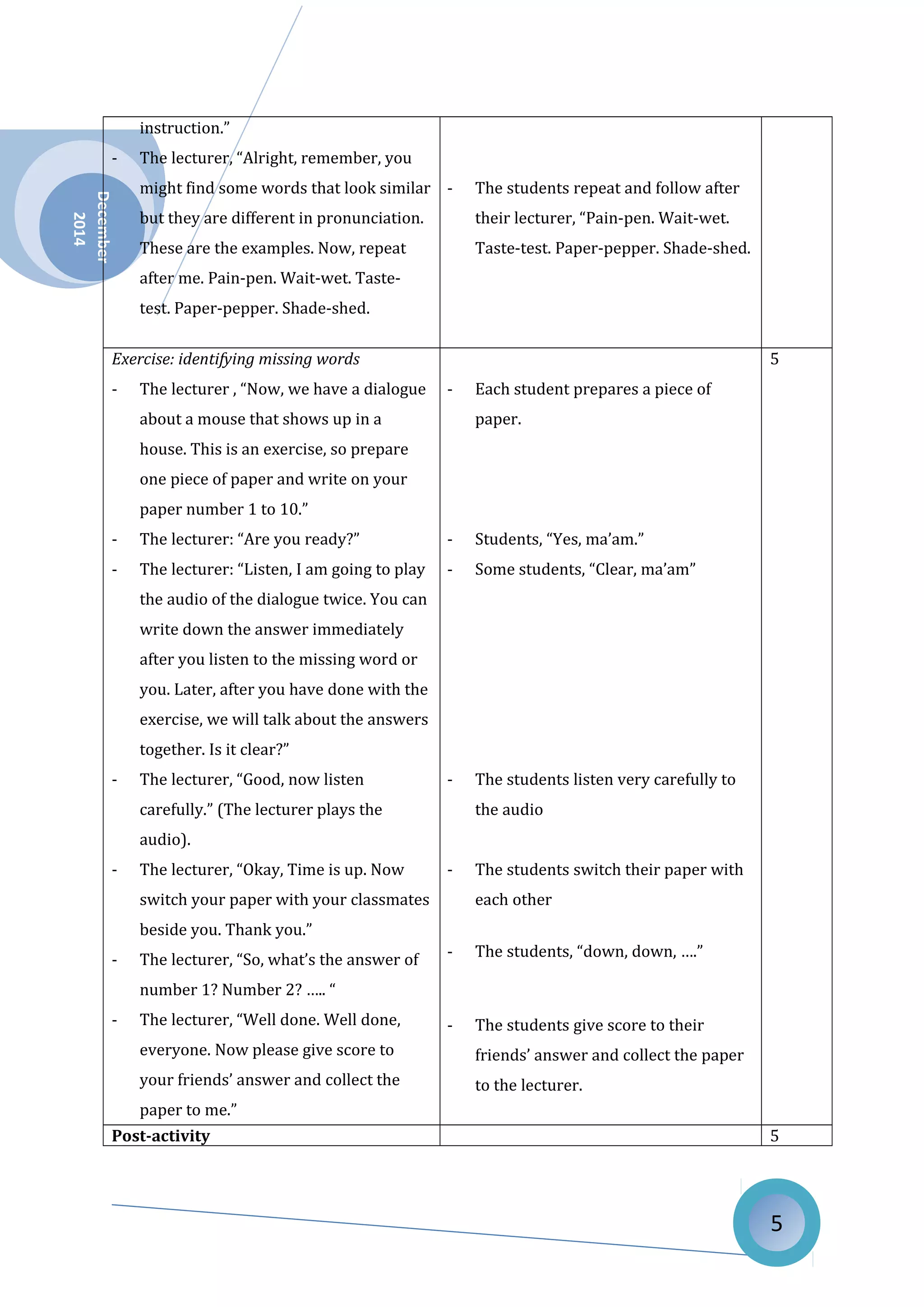 Lesson plan pronunciation- | DOC