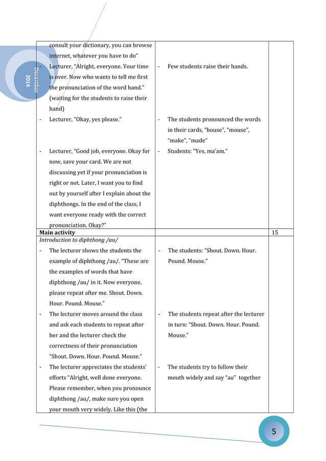Lesson plan pronunciation- | DOC