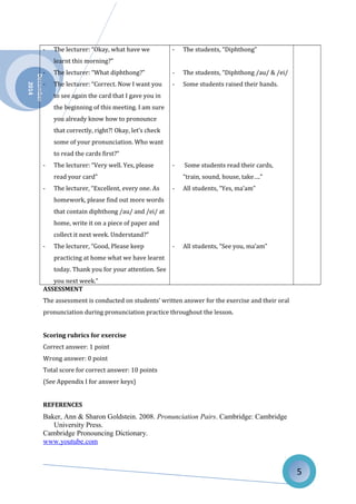 Lesson plan pronunciation- | DOC
