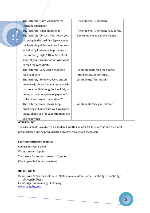 Lesson plan pronunciation- | DOC