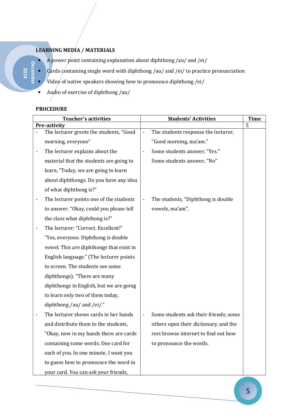 Lesson plan pronunciation- Lesson plan pronunciation-