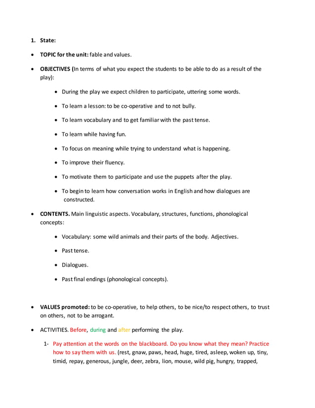 Lesson plan puppets | DOCX