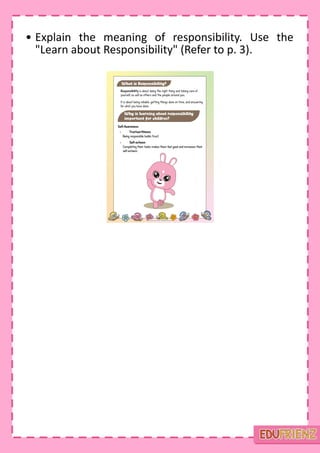 SEL LESSON PLLearn About Responsibility Lesson PlanAN - RESPONSIBILITY ...