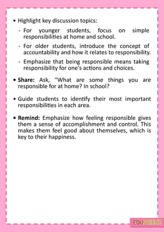 SEL LESSON PLLearn About Responsibility Lesson PlanAN - RESPONSIBILITY ...