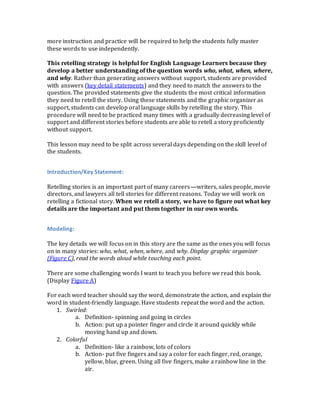 Lesson Plan - Vocabulary and Comprehension - Book Study | DOCX