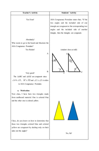 Lesson plan-SSS Congruence Postulate | DOCX