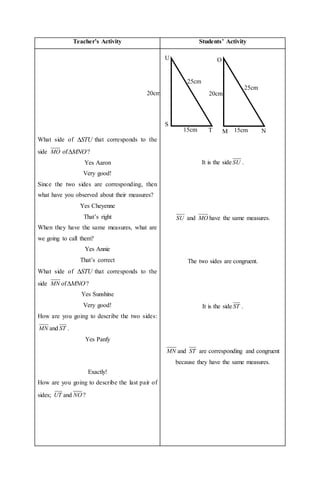 Lesson plan-SSS Congruence Postulate | DOCX