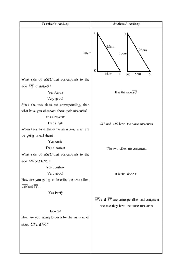 Lesson plan-SSS Congruence Postulate | DOCX | Educational Assessment ...