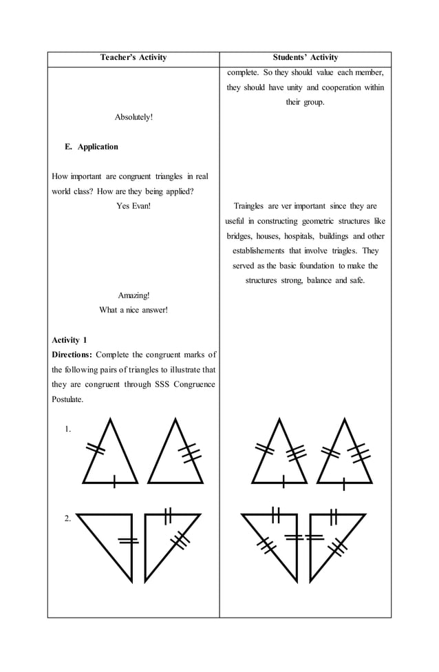 Lesson plan-SSS Congruence Postulate | DOCX | Educational Assessment ...